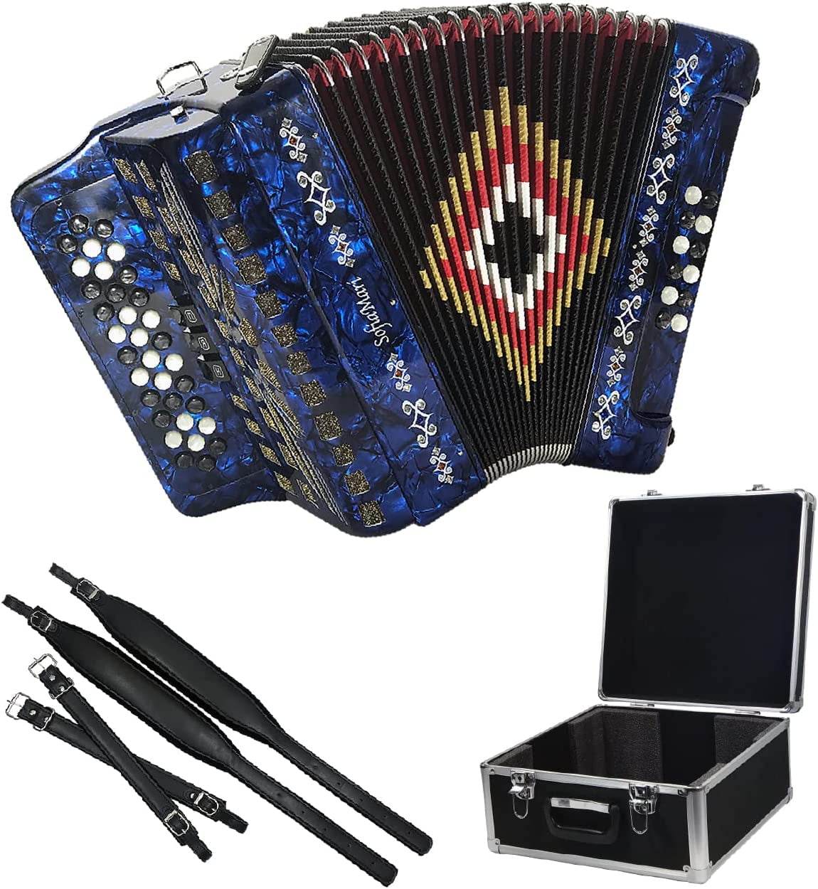 SofiaMari NSM-3412 34-Button 12 Bass Accordion FBE Blue - Walmart.com