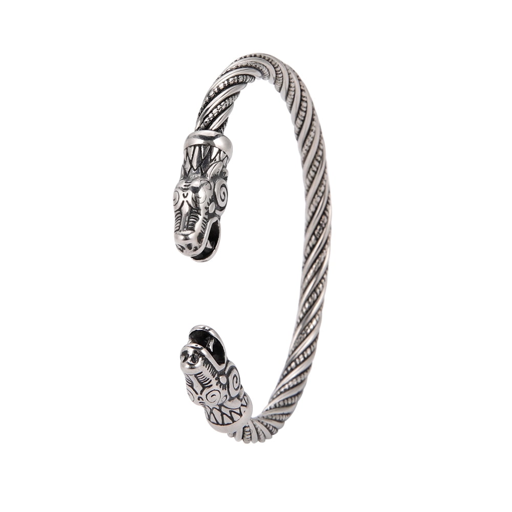 EUEAVAN Viking Animal Cuff Bangles Stainless Steel Bracelet Nordic ...