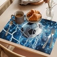 Blue Football Placemats Set of 6 Soccer Ball Water Splash Place Mats ...