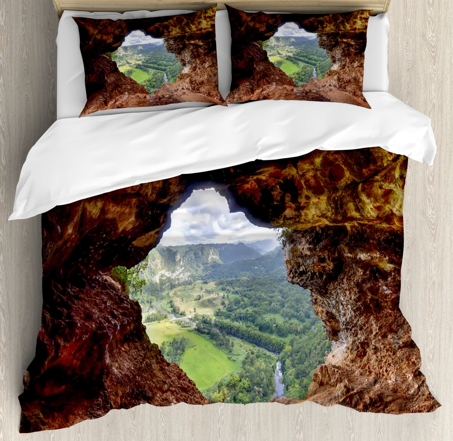 Puerto Rico Duvet Cover Set King Size, View Through the Window Cave in ...