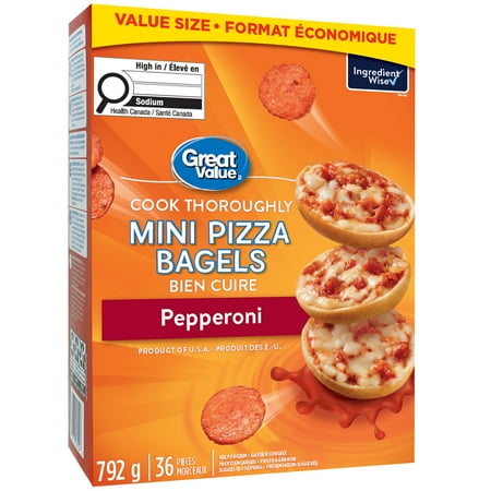 Great Value Pepperoni Mini Pizza Bagels, 792 g (36 pieces) - Walmart.ca