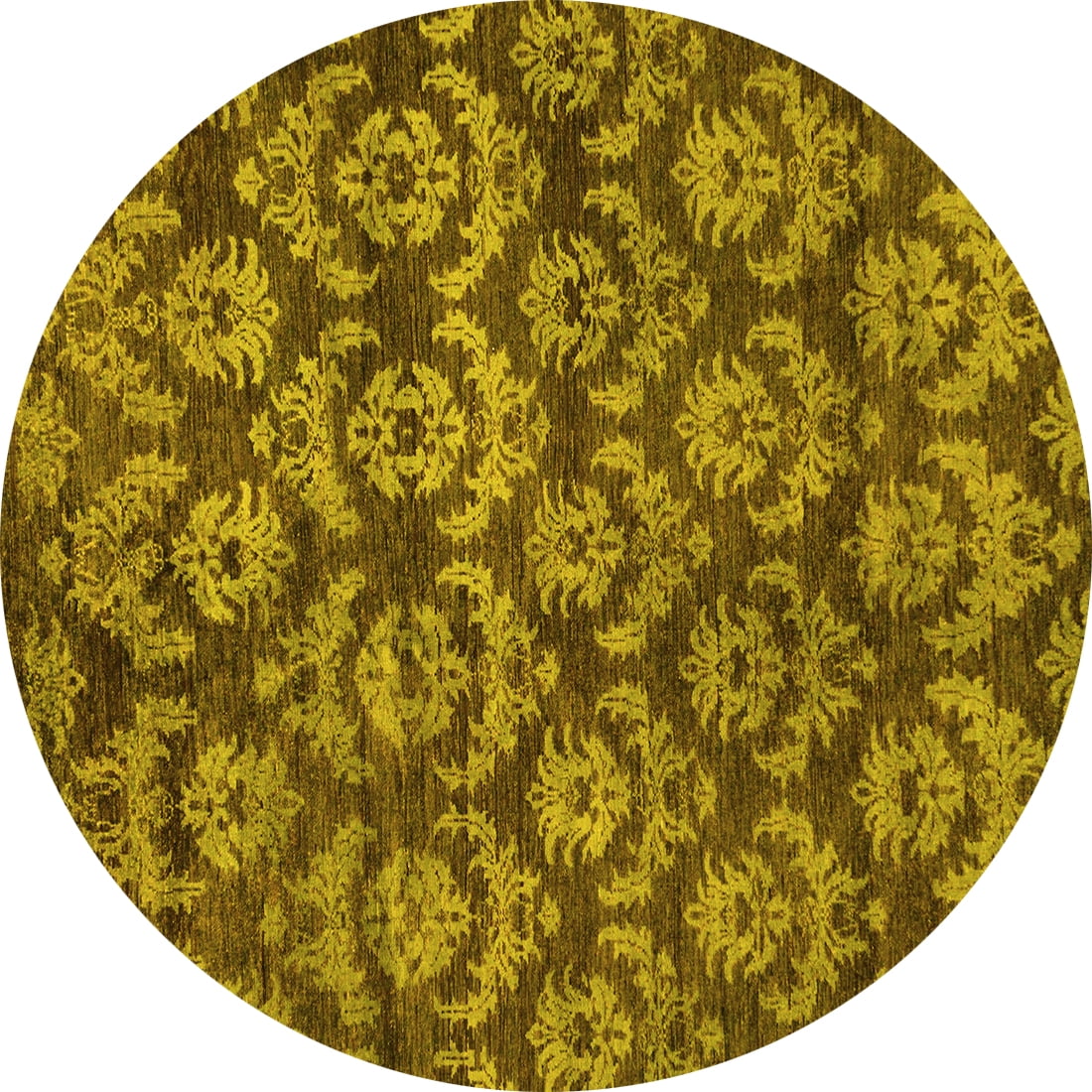 Ahgly Company Indoor Round Abstract Yellow Modern Area Rugs, 8' Round ...
