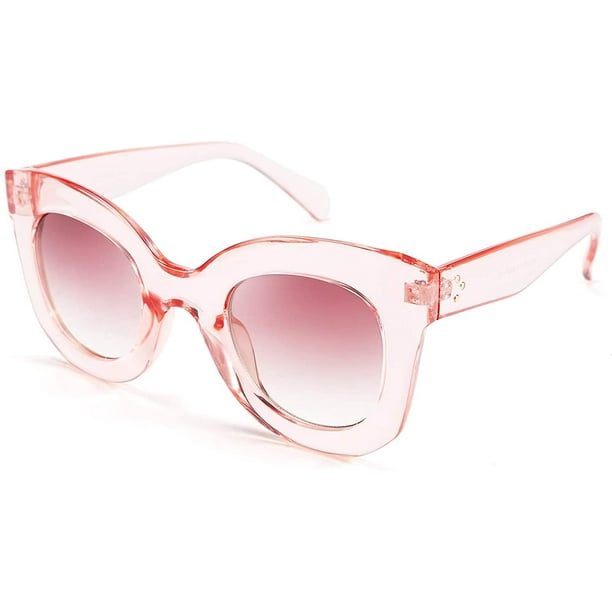 Feisedy Retro Oversized Square Horn Sunglasses Semi Cat Eye Butterfly Glass Big Thick Bold Frame