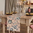 Damask Florals Table Runner, Beige Gray Ornate Vines Buds Pale Ochre ...