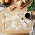 Beige Palm Leaves Placemats Set of 12 Summer Botanical Tropical Plants ...