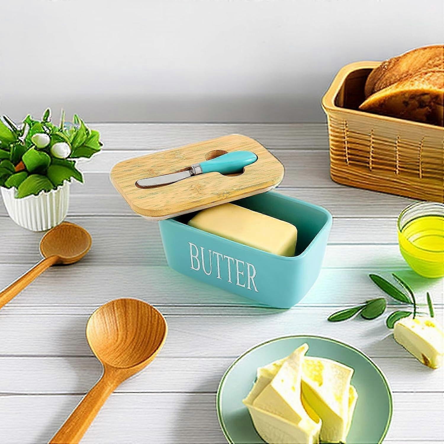 Ceramic Butter Dish with Lid and Knife Porcelain Butter Container with ...