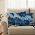 Abstract Gradient Blue Marble Texture Waterproof Throw Pillow Covers ...