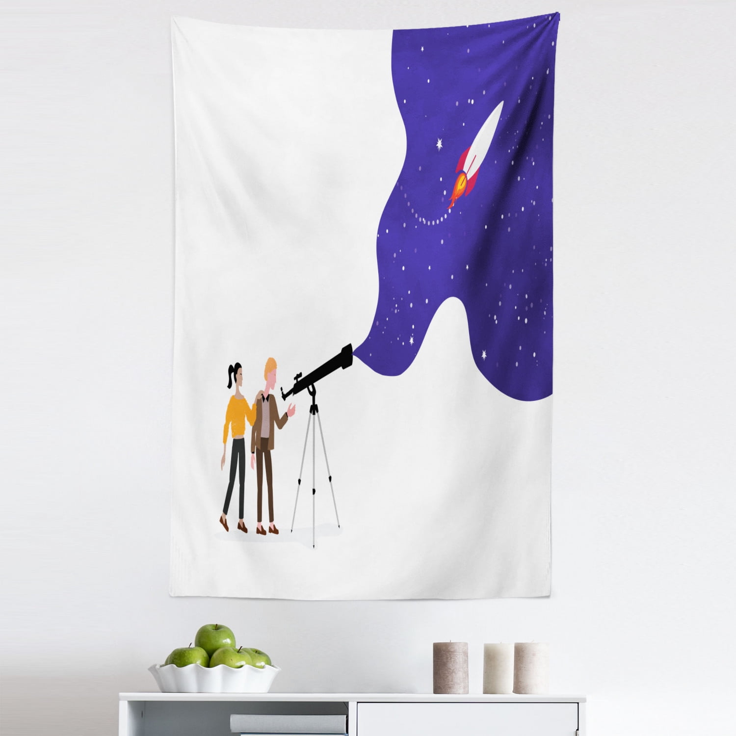 Universe Tapestry, People Looking Through the Telescope Outer Space ...