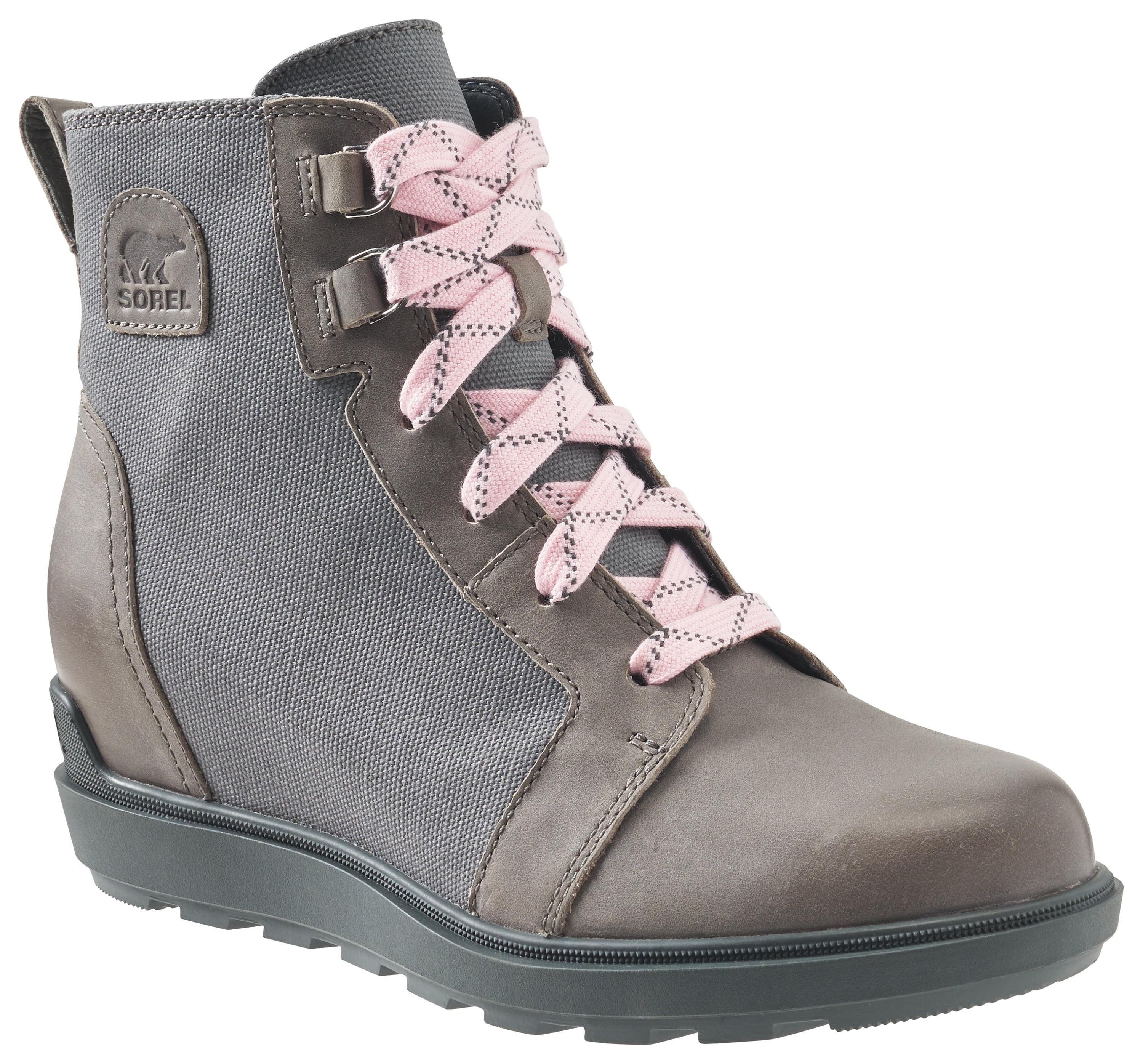 Sorel Evie II Lace Wedge Booties for Ladies - Quarry/Grill - 11M ...