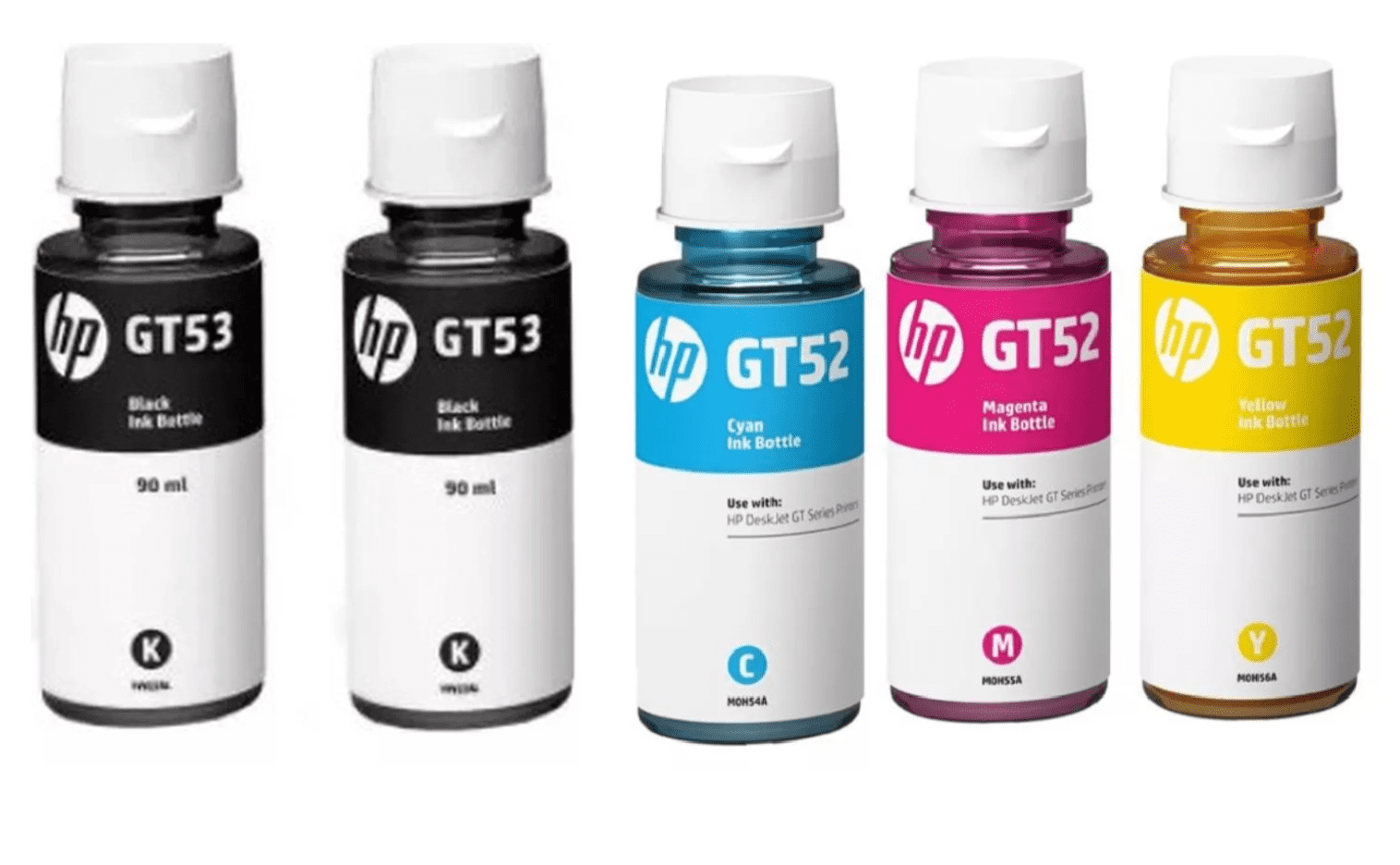 Paquete de tintas Originales HP GT53 y GT52 color NEGRO cian magenta ...