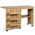 Resenkos Folding Sewing Craft Table Shelf Storage Cabinet Home ...