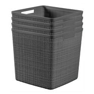 Curver Jute Basket Large, Resin Plastic Storage Bin, Warm Grey, 4 Pack ...