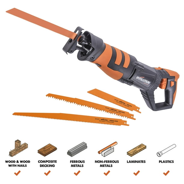 Evolution Power Tools 7 Amp, 9 inch Multi-Material Reciprocating Saw ...