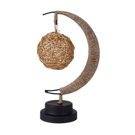 Rattan Thread Night Light Decorative Lighting Moon Shape Centerpiece ...
