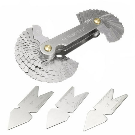 TILIYHELLO 52 Sheets Stainless Steel Thread Gauge 2pcs 60 Degree Center ...