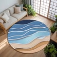 Blue Ripple Area Rug, Blue Wave Gradient Washable Large Circle Carpet ...