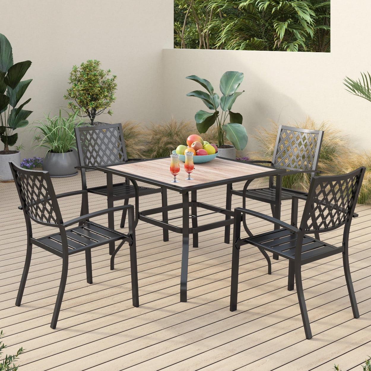 Sophia & William 5 Peices Outdoor Patio Dining Set Wooden-like Table ...
