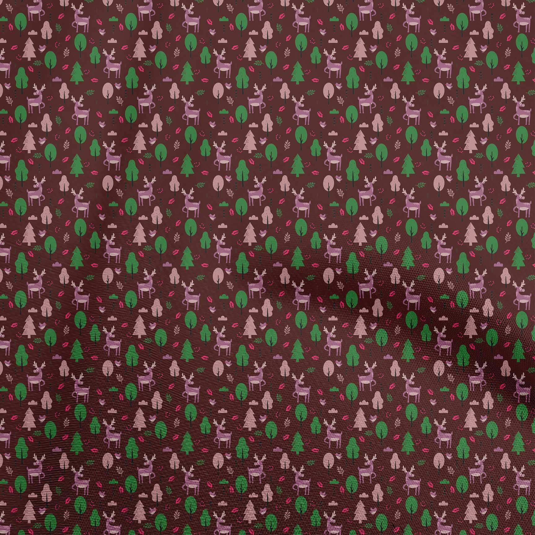 oneOone Cotton Poplin Maroon Fabric Kids Sewing Material Print Fabric ...