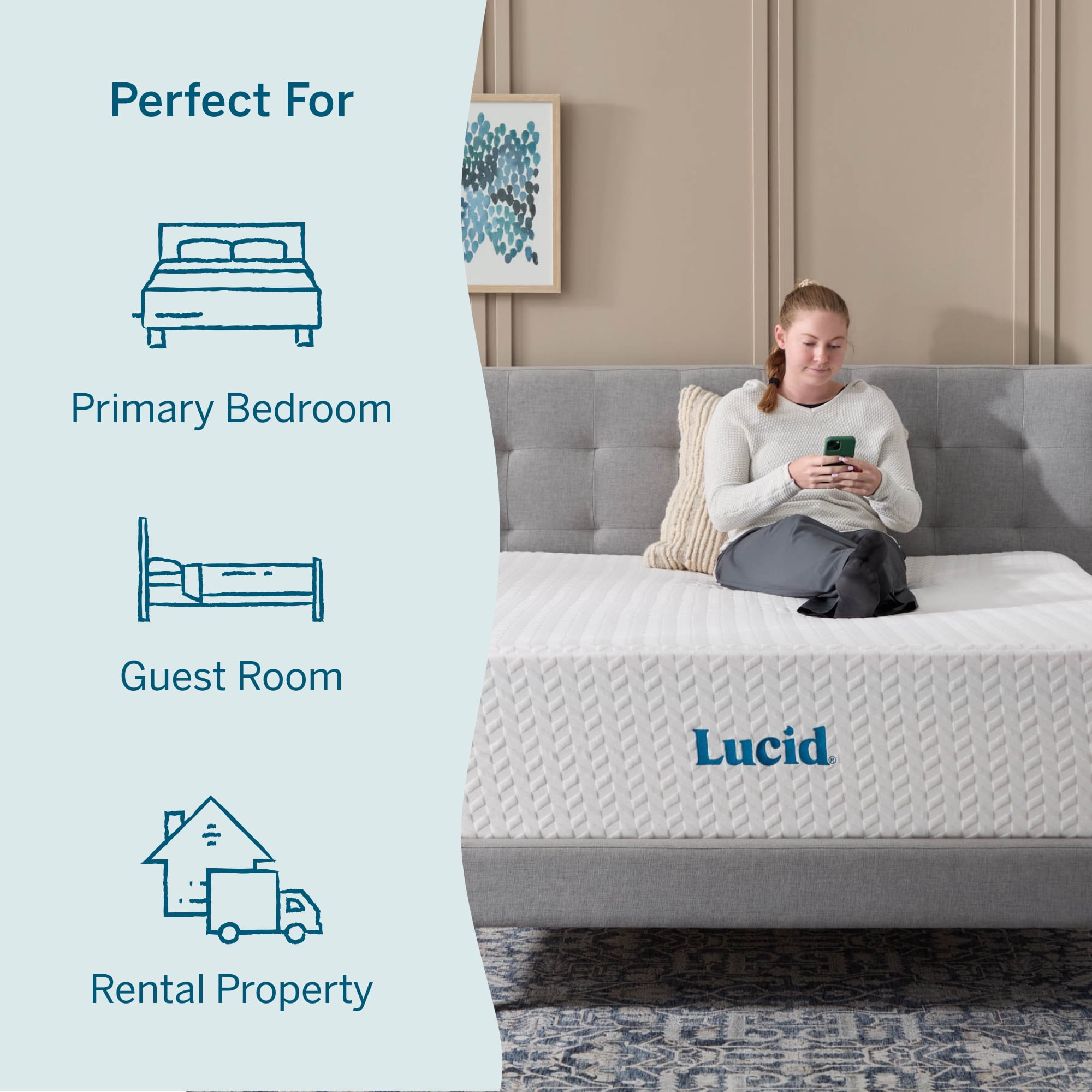 Lucid 14 inch memory foam mattress store