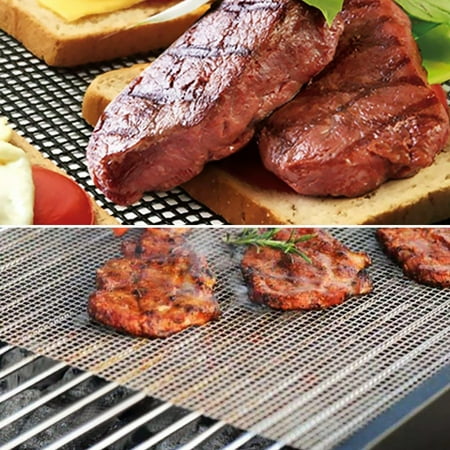 5PC BBQ Grill Mesh Mat Sheet Reusable Non-Stick Barbecue Bake Meat Wire ...