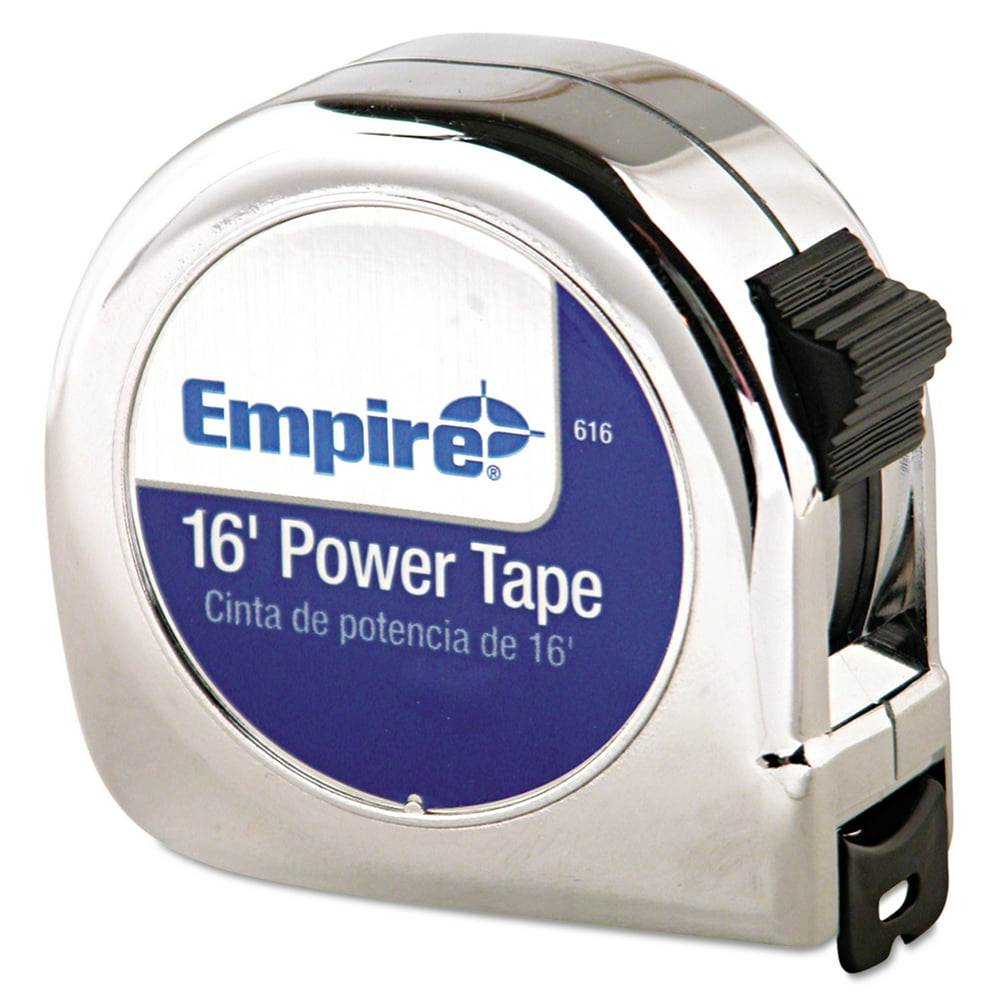 Empire Power Tape Measure, 3/4" x 16ft, Metal Case, Chrome, 1/16 ...