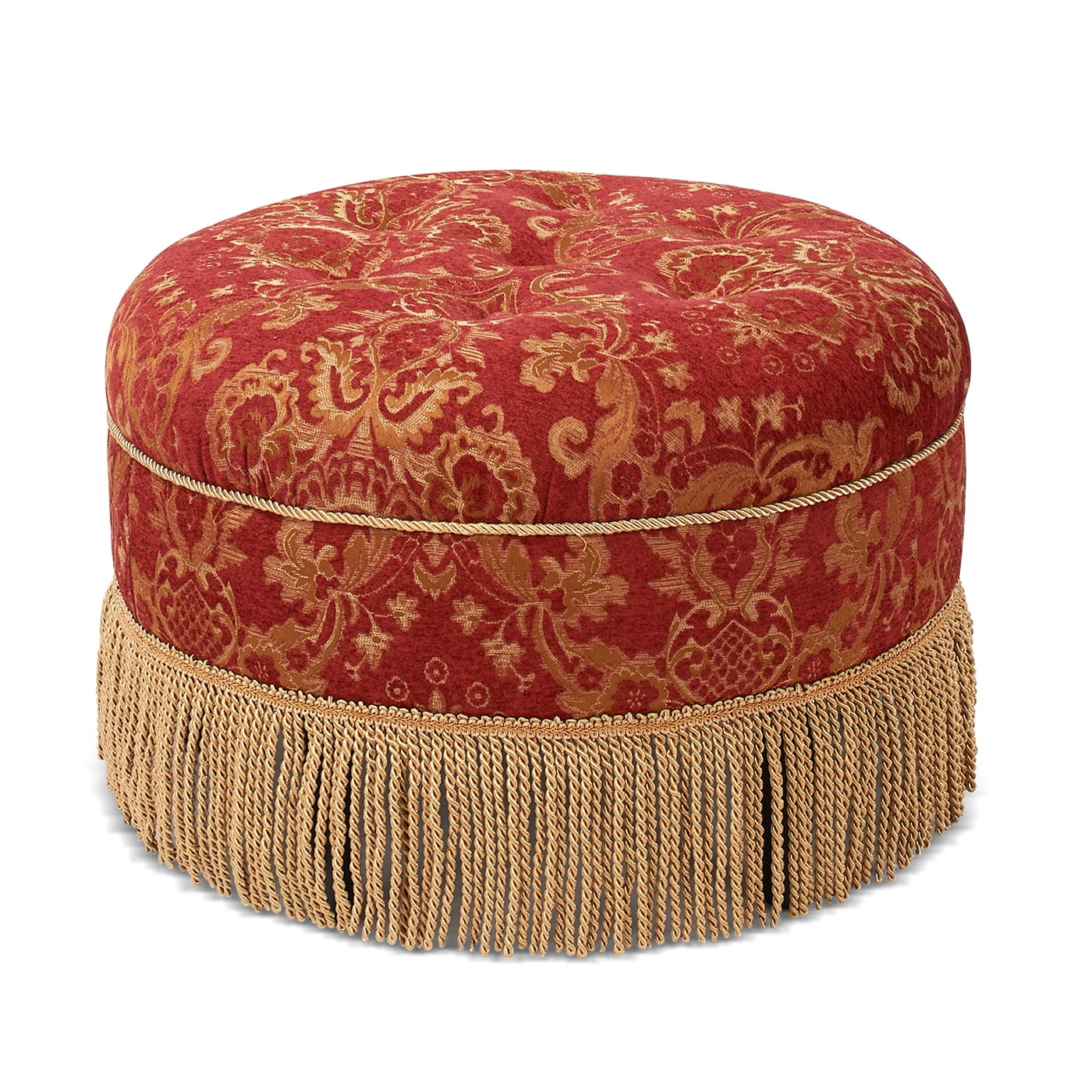 Yolanda Tufted Decorative Round Ottoman, Red Gold - Walmart.com