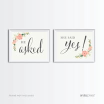 He Asked, She Said Yes! Black Chalkboard & Floral Roses Wedding Party ...