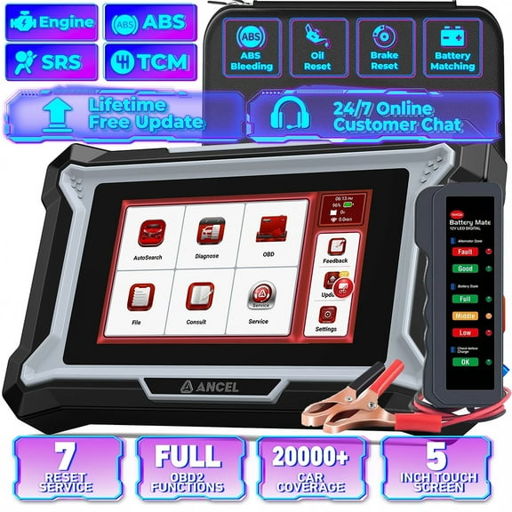 ANCEL DS100 OBD2 Scanner ABS SRS Transmission Check Engine Code Reader ...