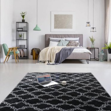 OUSGAR 70 inch Area Rugs for Living Room Shaggy Contemporary Solid Wool ...