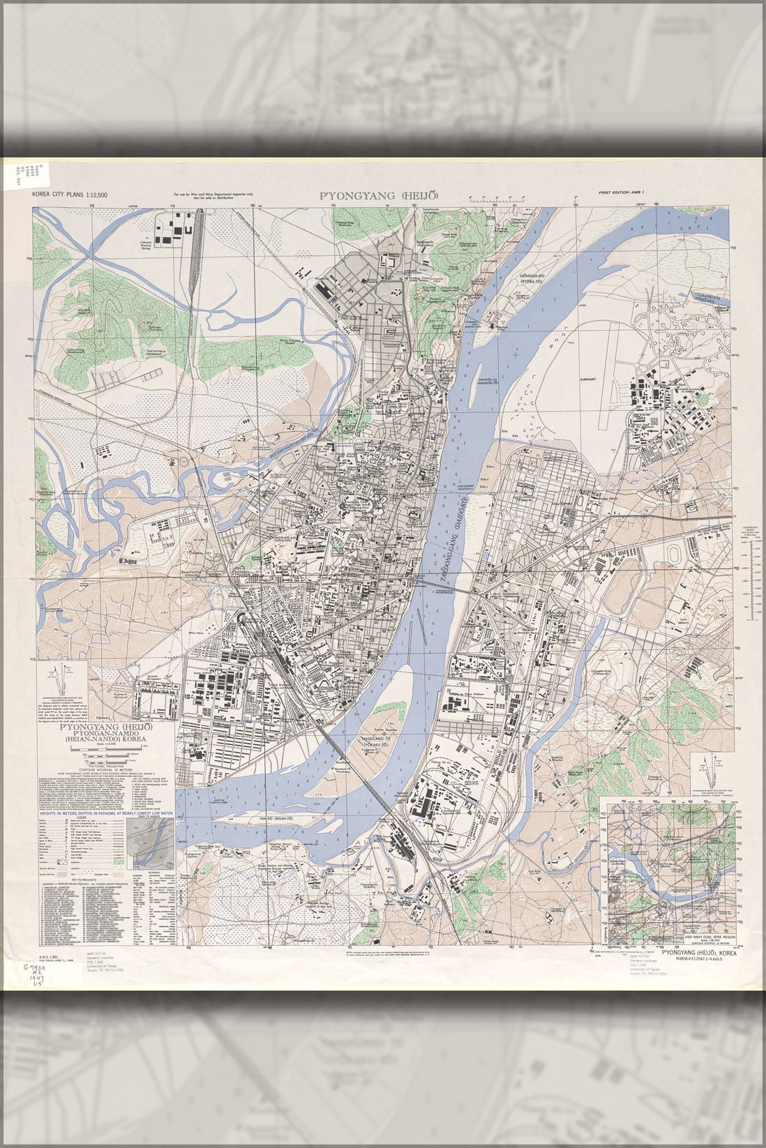 24"x36" Gallery Poster, 1946 u.s. army Map of Pyongyang, North Korea ...
