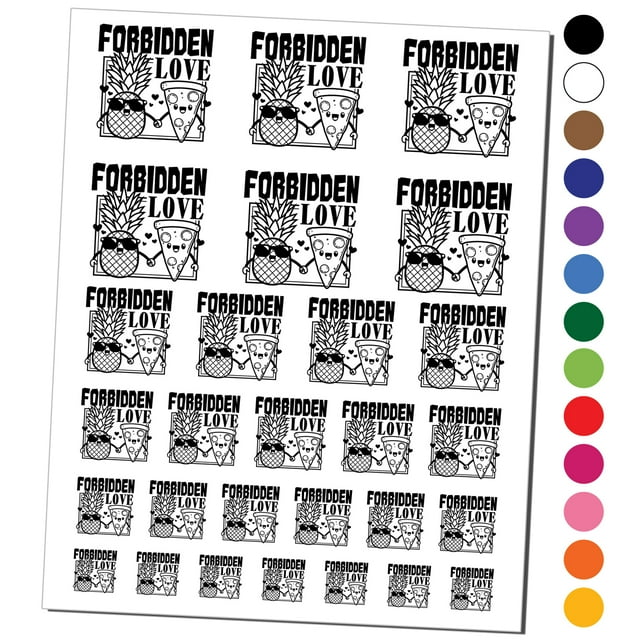 Pineapple and Pizza Forbidden Love Friends Water Resistant Temporary ...