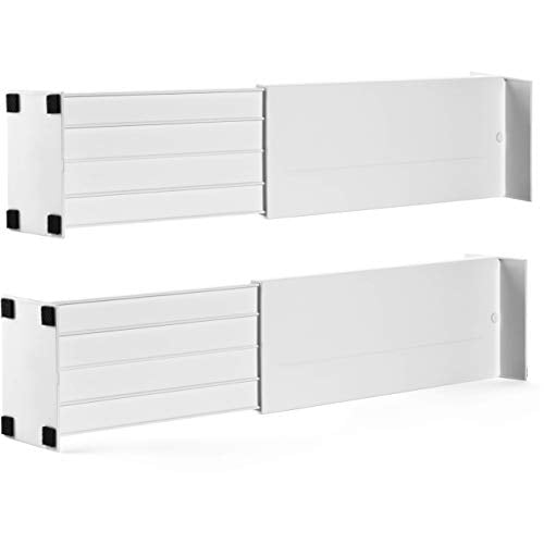 Dream Drawer Organizer-Set of 2, White, Spring-Loaded Drawer Dividers ...