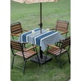 Blue White Stripes Square Outdoor Tablecloth with Umbrella Hole Lines ...