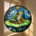 Fantasy Amphibian Frog Stained Glass Style Window Hanging, Starry Sky ...