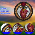 Acrylic Round Hanging Ornament 1 Pack Stained Glass Heart Rose Design ...