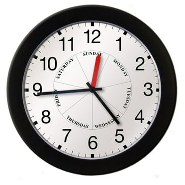 DayClocks Time & Day-of-the-Week Wall Clock with 10" Pine Wood Frame ...