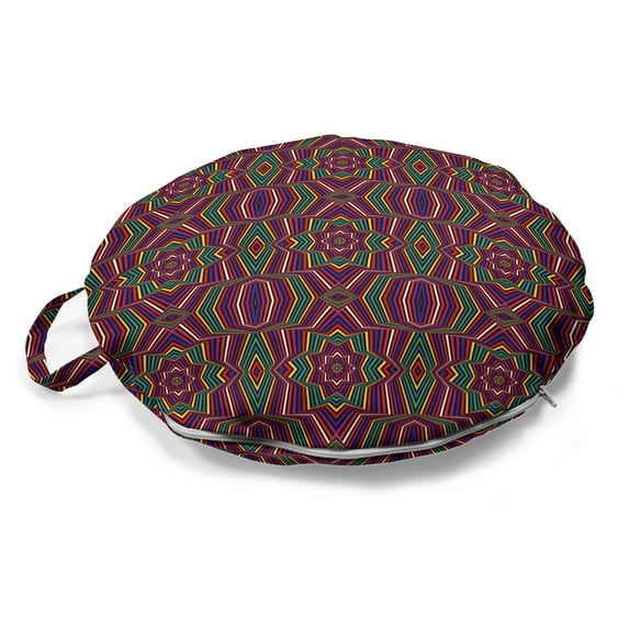 Abstract Round Floor Cushion with Handle, Caleidoscope Like Appearance ...