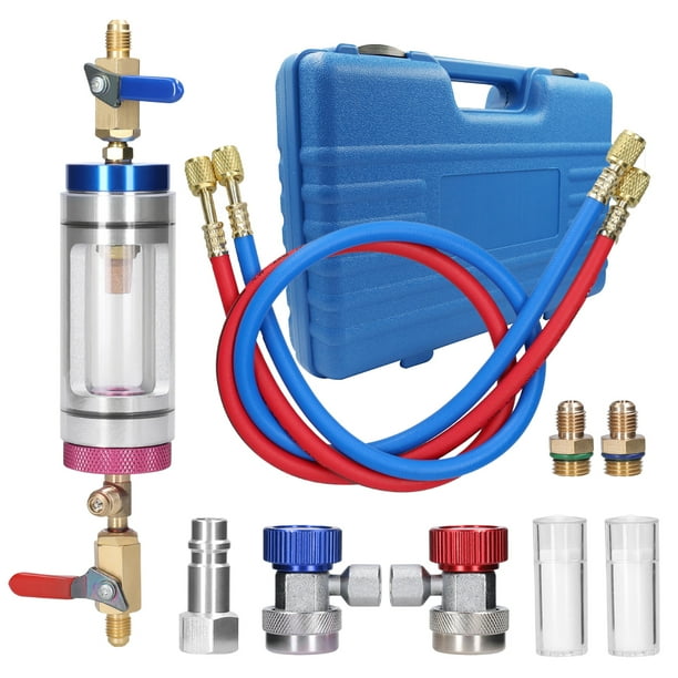 Graflsoa Automotive AC Refrigerant Oil Filler Tool with Vacuum Pump ...