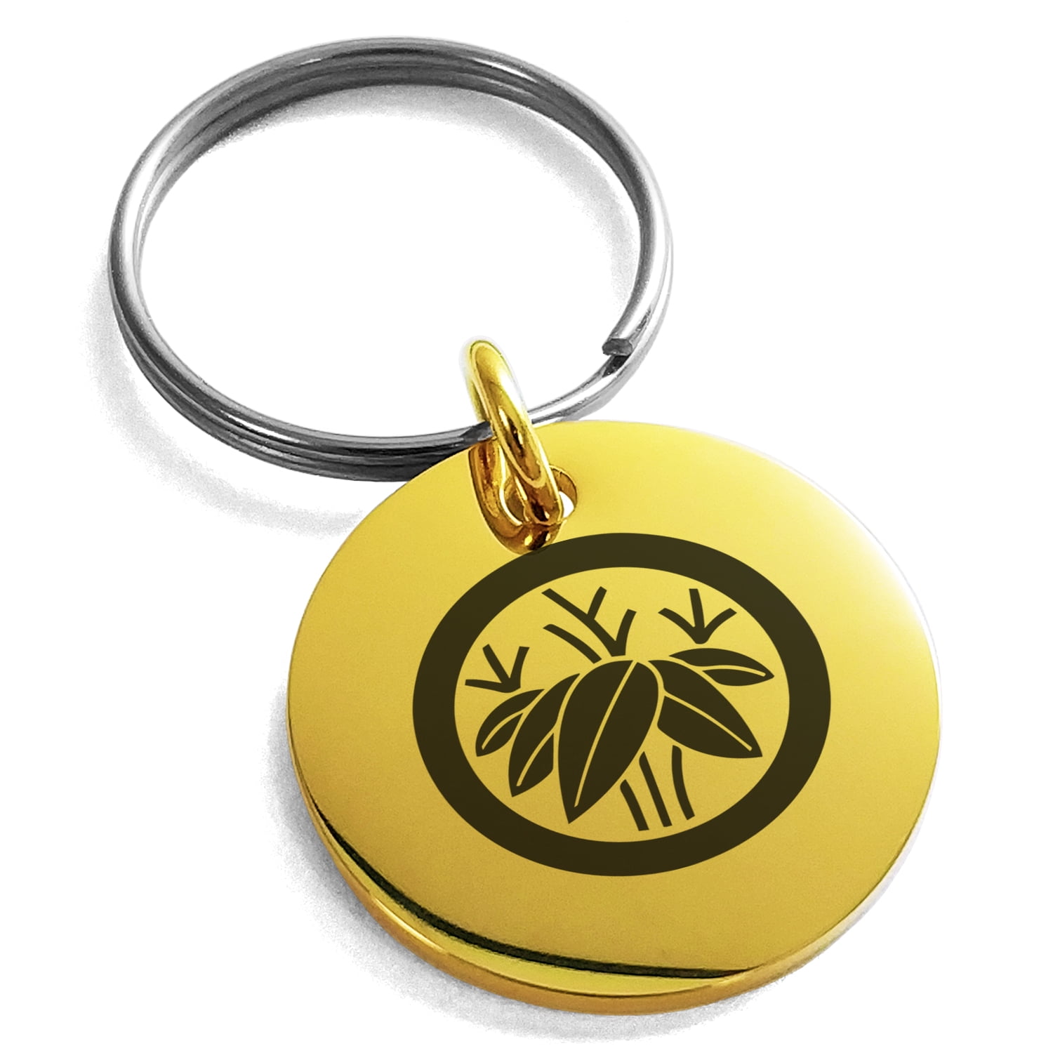 Stainless Steel Bamboo Kamon Crest Engraved Small Medallion Circle ...