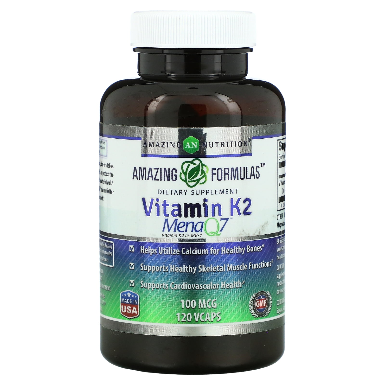 Amazing Formulas Vitamin K2 Menaq7 100 Mg 120 VCaps - Walmart.com