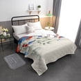 Blue Red Flowers Quilted Comforters Cooling Blanket California King ...