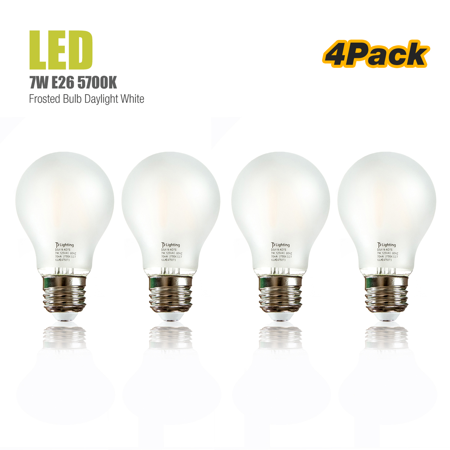 EtroLighting [4 Pack] 110-130V 7W E26 Based LED Light Bulb Frosted ...