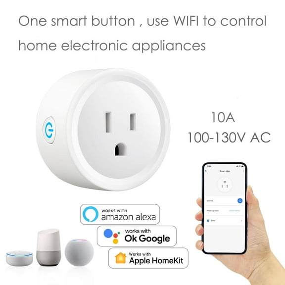 Energizer Smart Wi-Fi 15 Amp Wall Outlet Plug, Voice Control, Remote ...