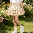 CPNG Girls Layered Cake Skirt Sweet Solid Color High Waist A-line ...