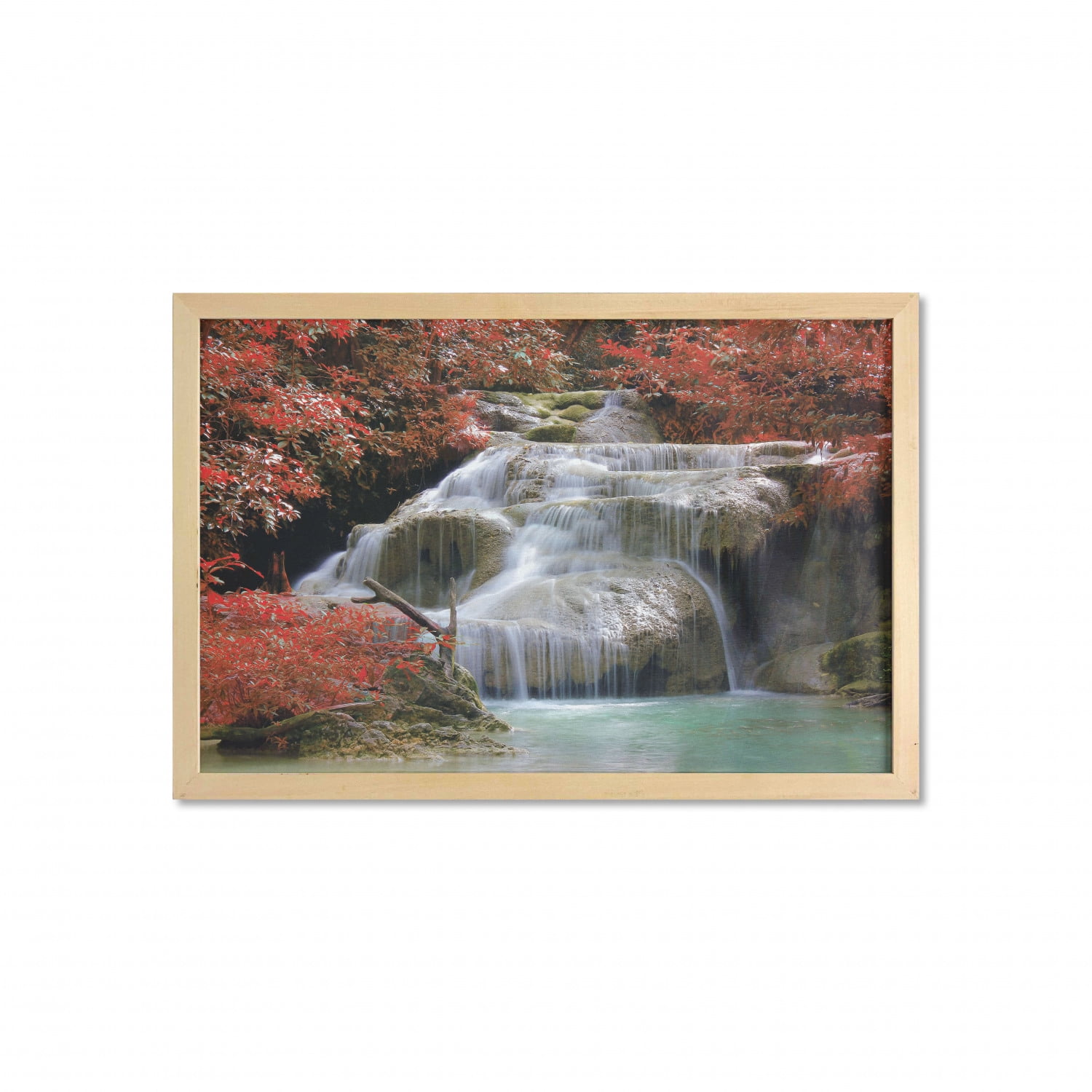 Waterfall Wall Art with Frame, Waterfalls Flows Through Giant Rocks ...