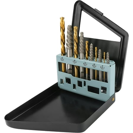 10Pcs Left Hand Screw Extractor and Drill Bit Set - Easy Pull Bolt ...