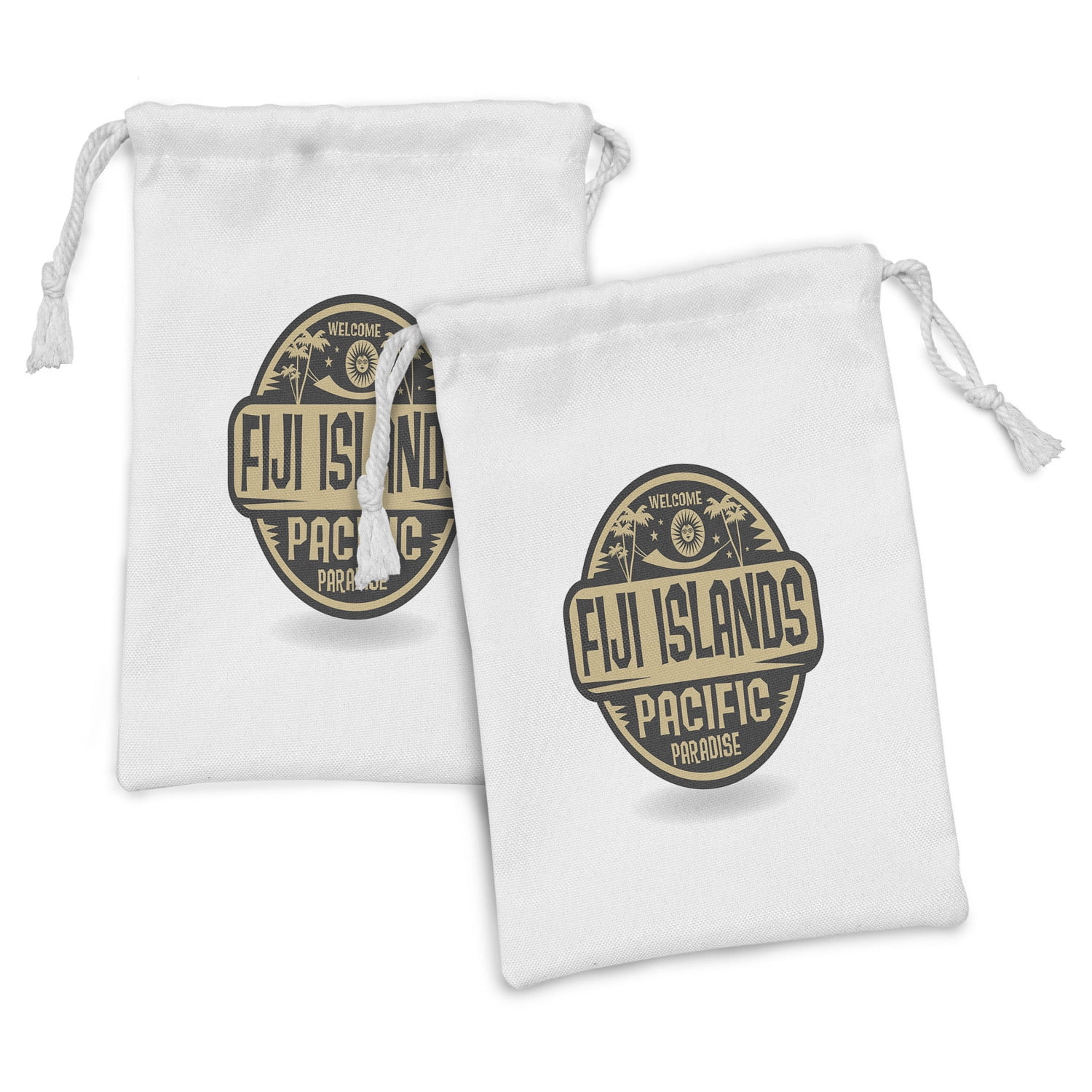 Fiji Fabric Pouch Set of 2, Welcoming Pacific Paradise Emblem Inspired ...