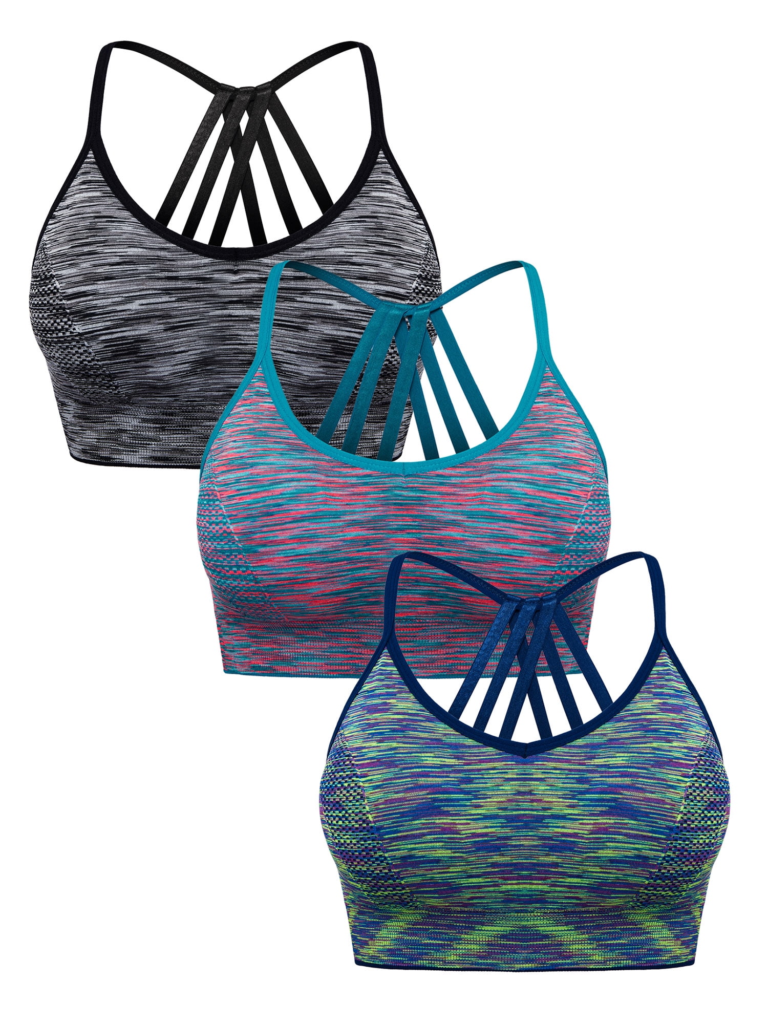 FANNYC 1-3 Pack Sports Bra for Women Criss-Cross Back Strappy Longline ...