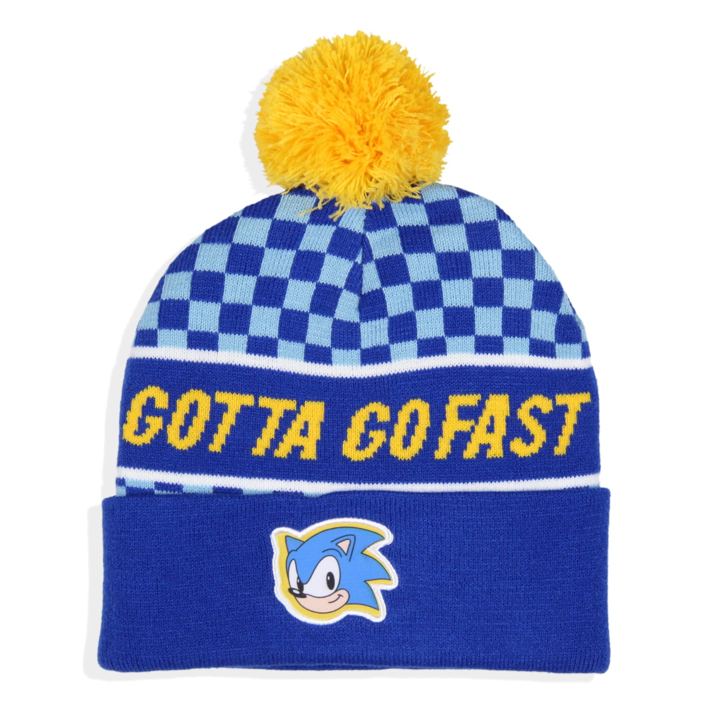 Sonic The Hedgehog Gotta Go Fast Cuffed Pom Beanie Hat - Walmart.com