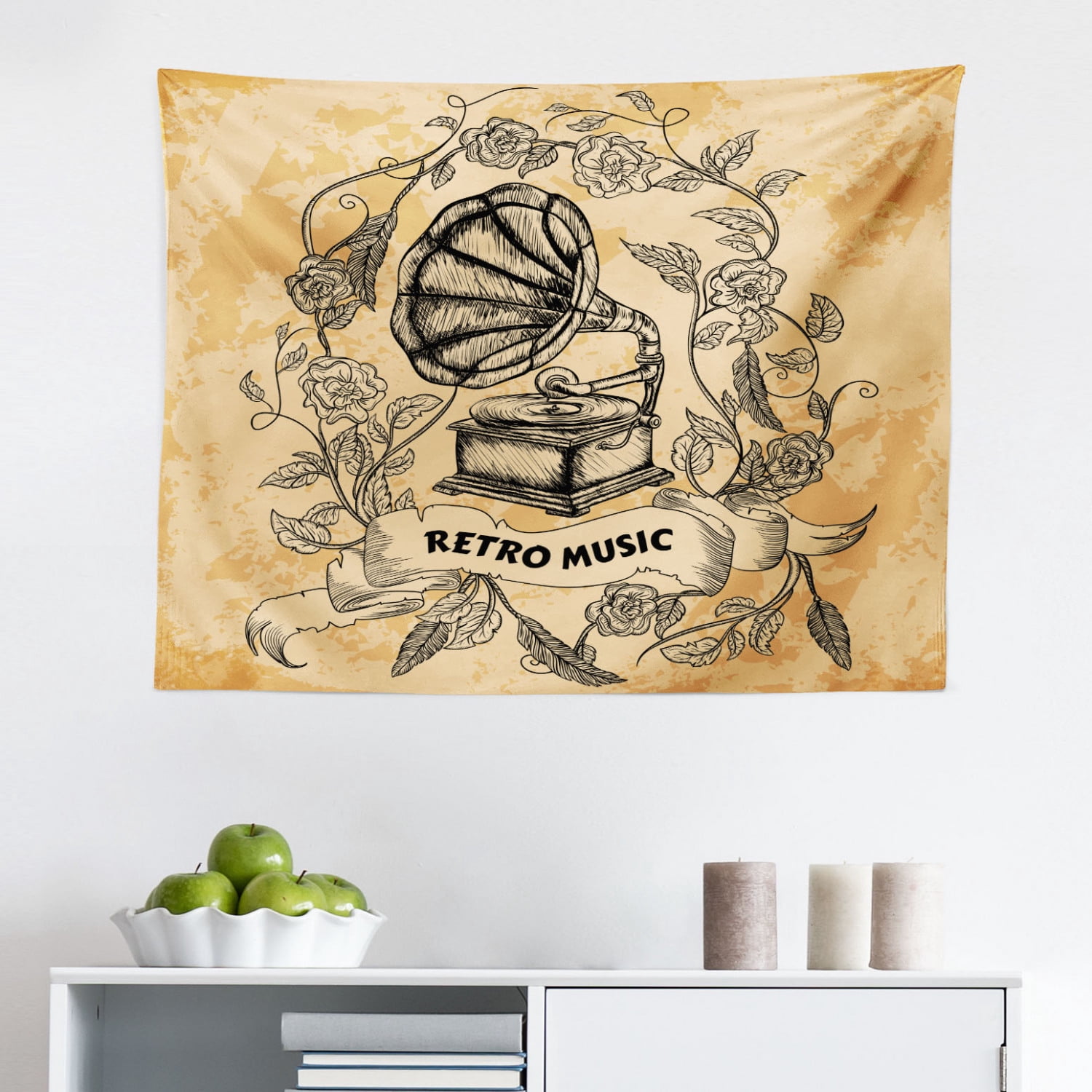 Vintage Tapestry, Groovy Retro Drumming Poster Design Percussion Rock ...